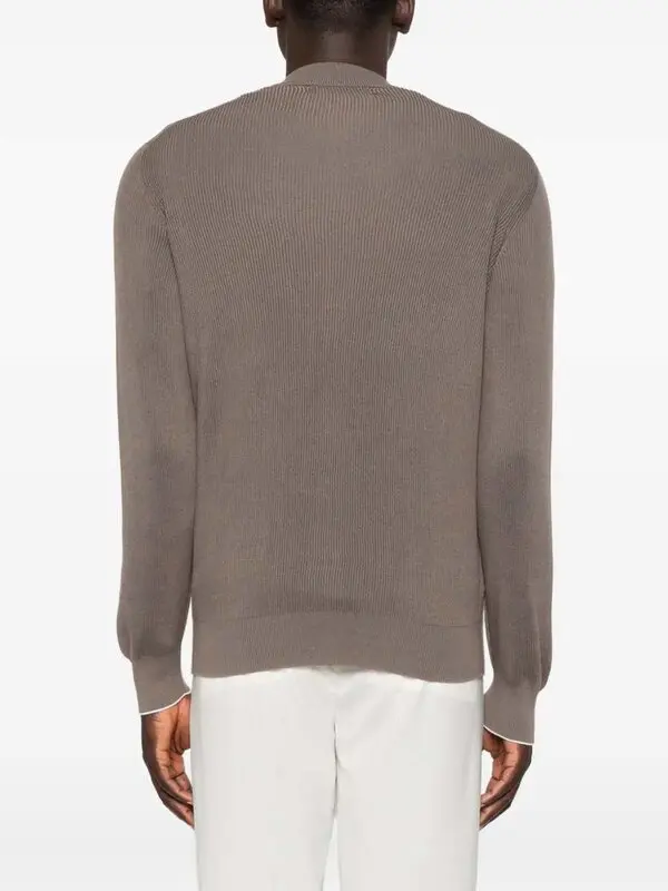Brunello Cucinelli Ribbed Cardigan With Zip Closure
