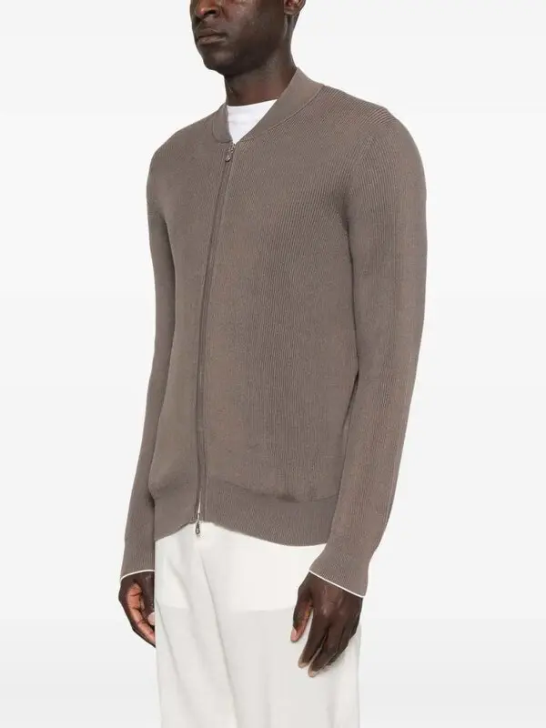 Brunello Cucinelli Ribbed Cardigan - Brown