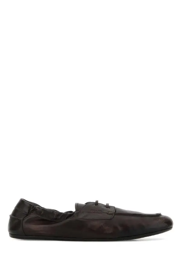 Prada Dark Leather Loafers - Brown