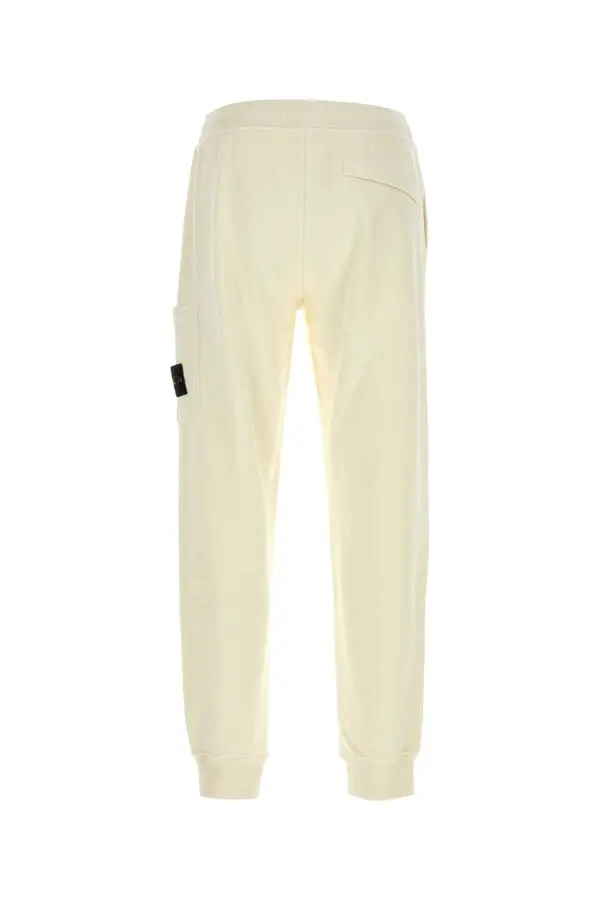 Stone Island Ivory Cotton Joggers - White