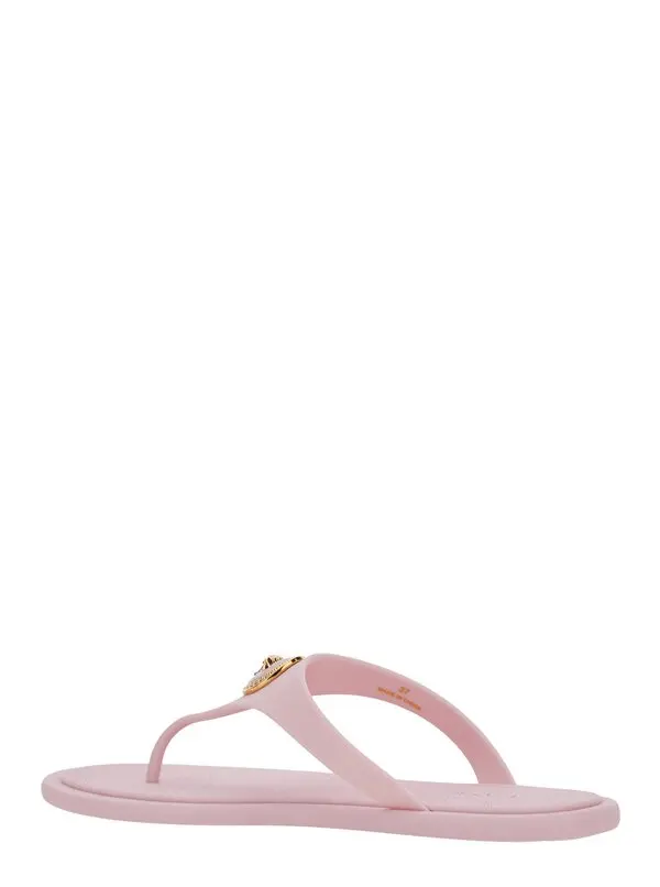 Versace Ribbon Sandals With Metallic Medusa Head On The Front In Rubber For - Pink