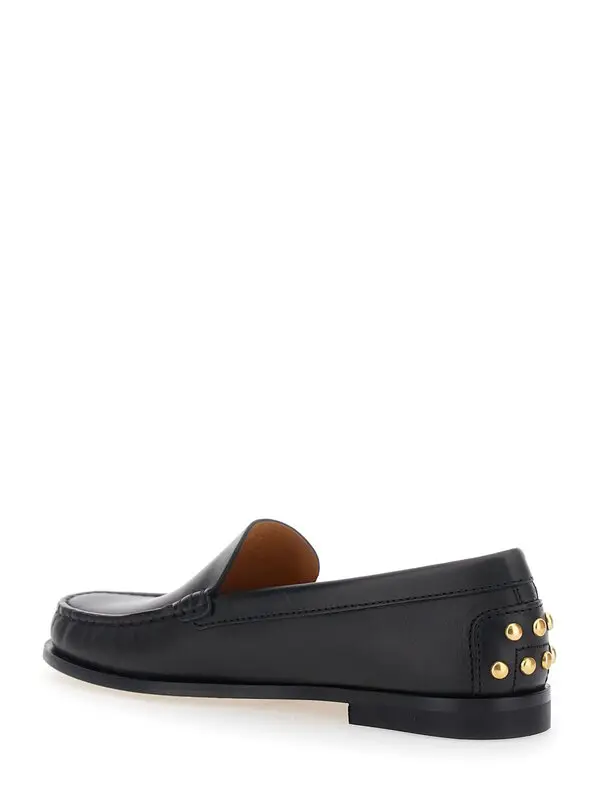 TOD'S Loafers Black Loafers With Embossed Logo And Stud Details On The Back In Leather - Multicolor