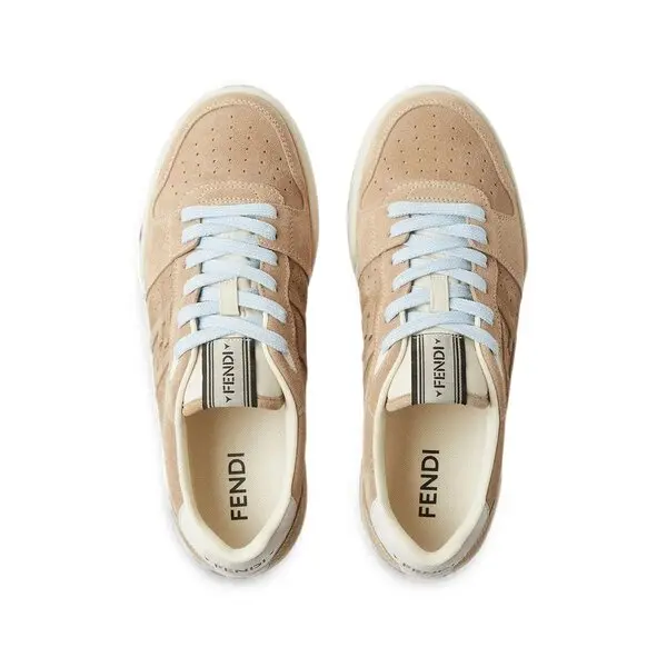 Fendi Suede Match Low-top Sneakers - Cream