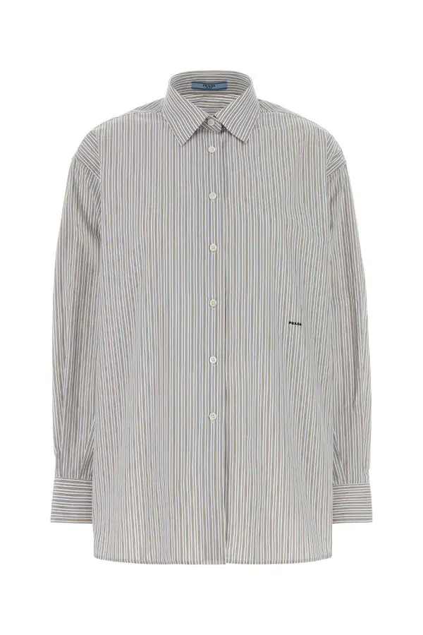 Prada Embroidered Poplin Oversize Shirt
