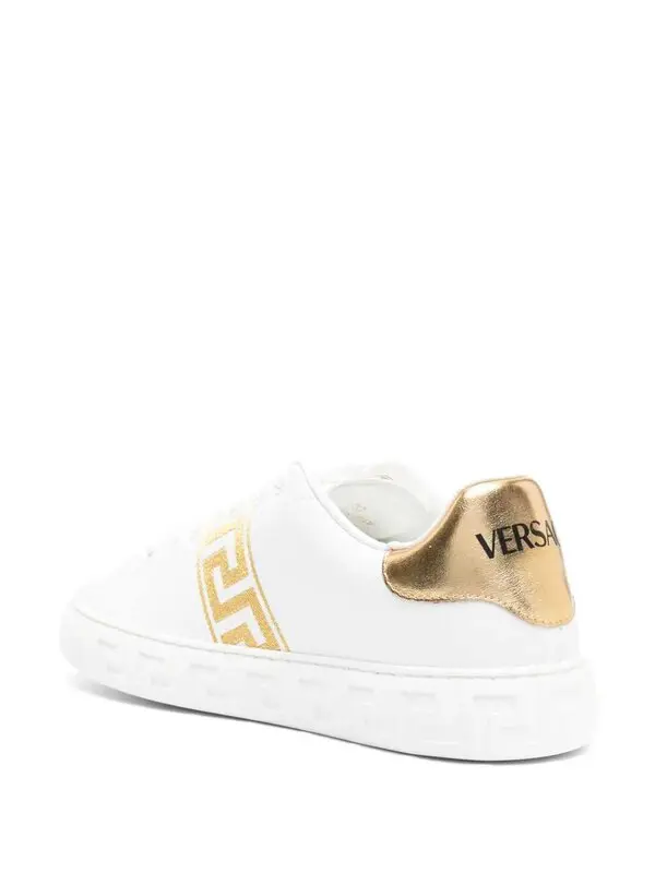 Versace Leather Sneakers With Greek Embroidery