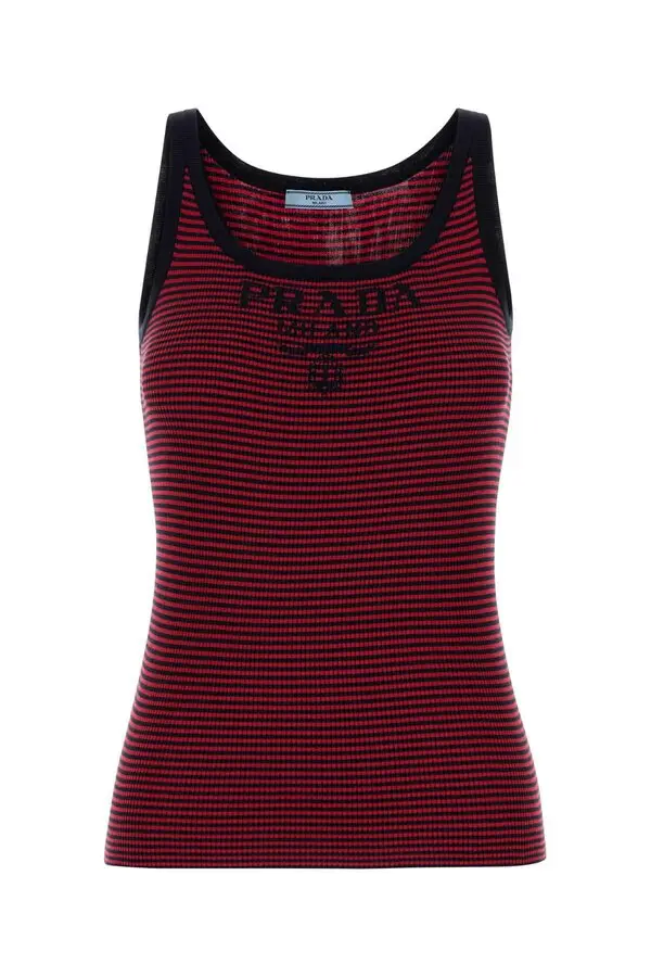Prada Embroidered Silk Tank Top