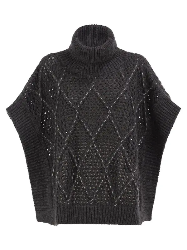 Peserico Virgin Wool Knit Poncho - Multicolor