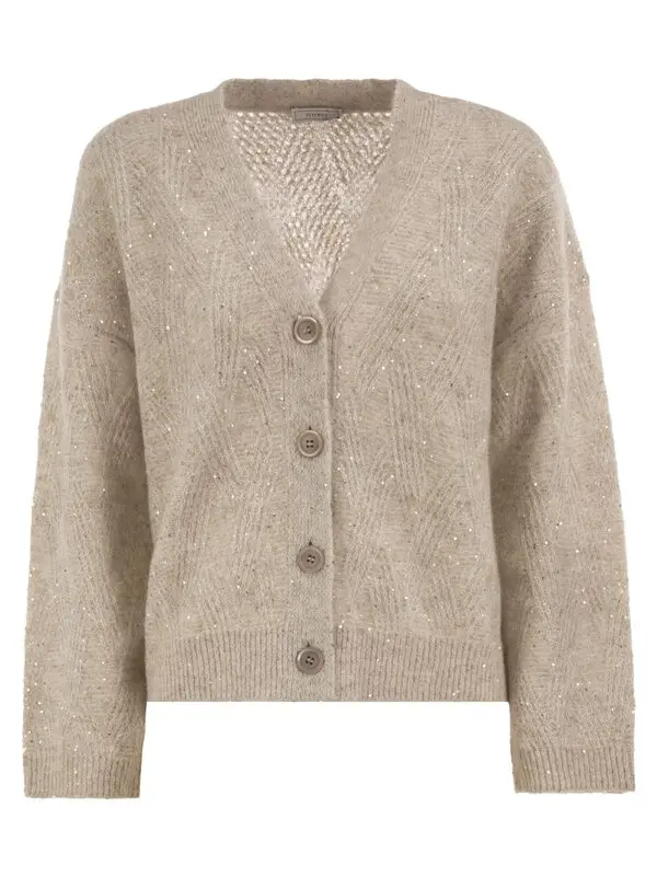 Peserico V-neck Knitted Cardigan With Sequins