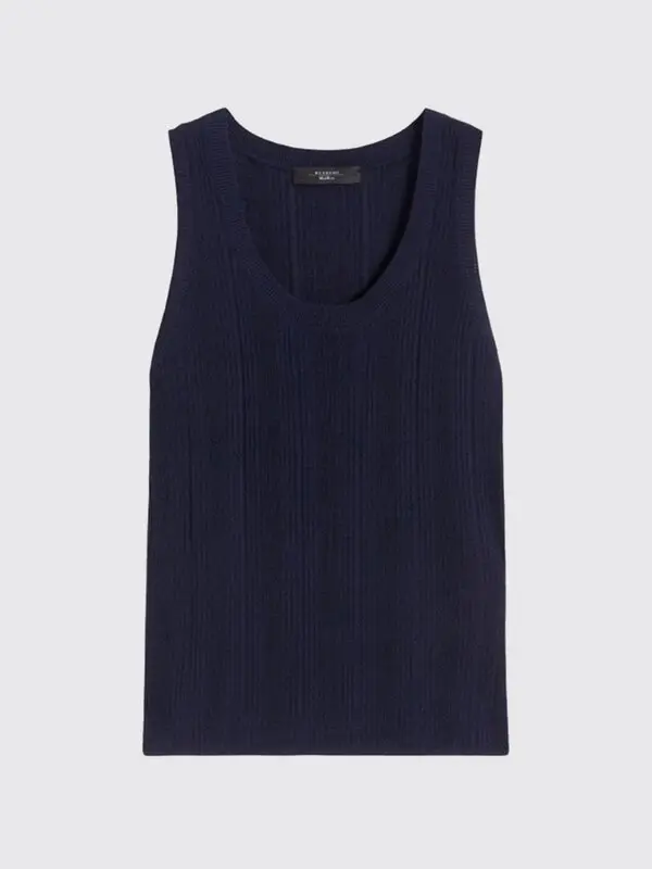 Max Mara Ribbed Scoop Neck Pullover - Blue