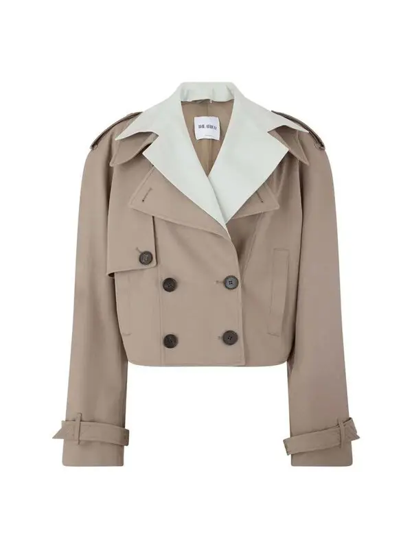Attico Short Gabardine Trench Coat - Gray