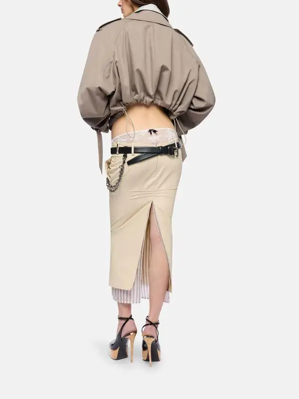 Attico Short Gabardine Trench Coat - Gray