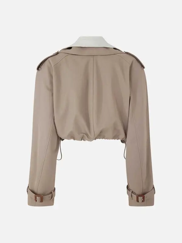 Attico Short Gabardine Trench Coat - Gray