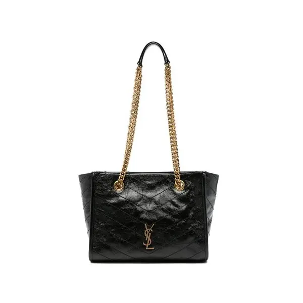 Saint Laurent Calf Leather Quilted Shoulder Bag - Black