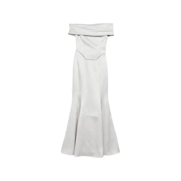 Solace London Off-shoulder Draped Evening Dress - Silver