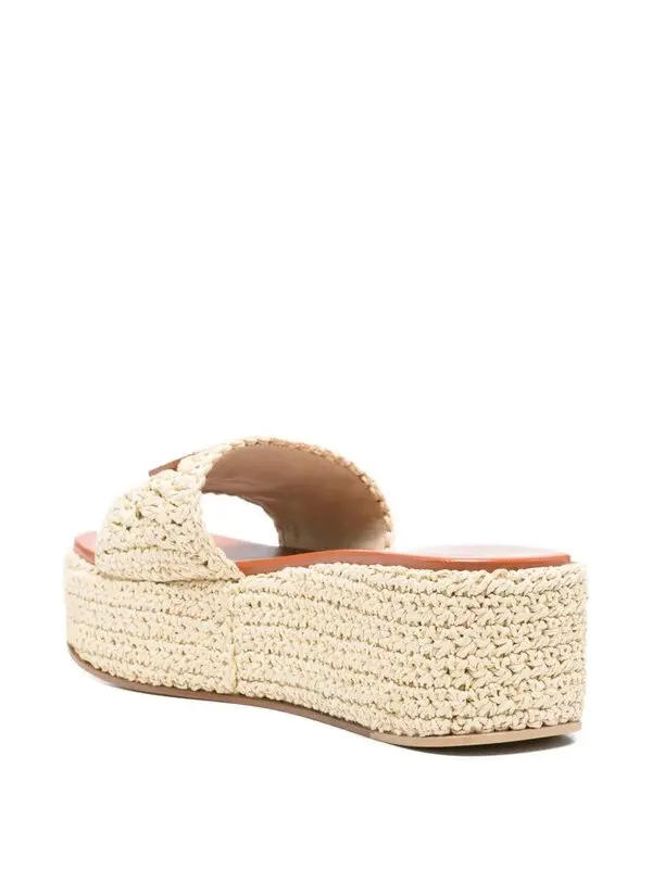 Versace Raffia Logo Platform Sandals