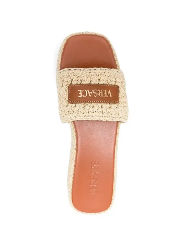 Versace Raffia Logo Platform Sandals