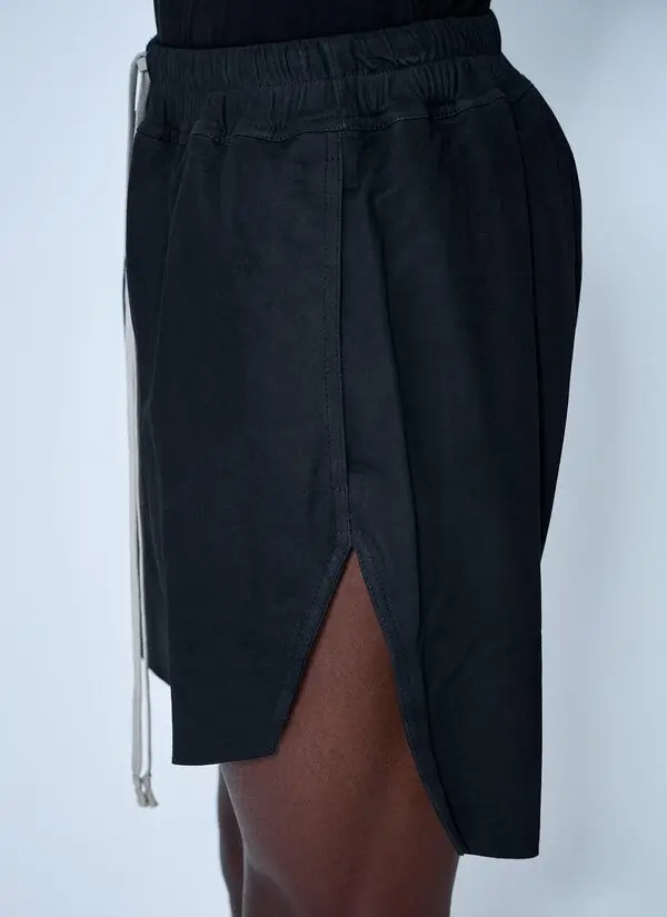 Rick Owens Leather Drawstring Shorts - Black