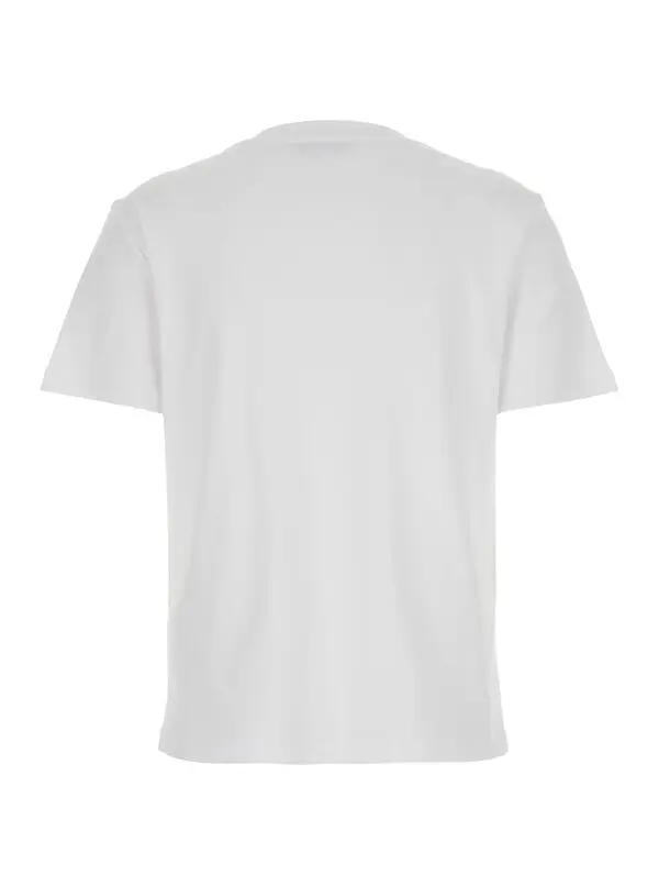 Max Mara S Quieto' White Crewneck T-shirt With Logo Print On The Front In Cotton - Multicolor