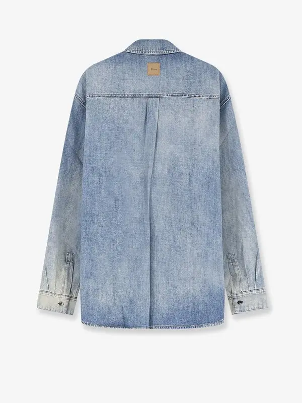 Dior Cotton Shirt Jacket With Embroidered Lettering Logo - Multicolor