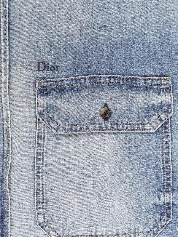 Dior Cotton Shirt Jacket With Embroidered Lettering Logo - Multicolor