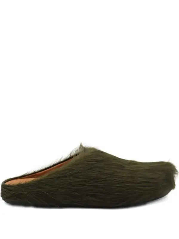 Marni Calf Hair Mules - Green