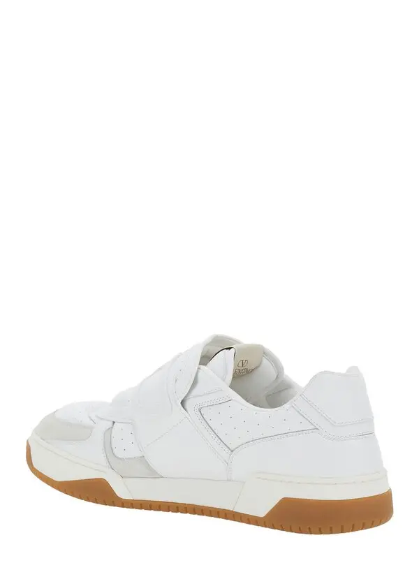 Valentino Garavani Joie De Jouer' Low Top Sneakers With Perforated Details And Maxi Vlogo On The Front In Leather - White