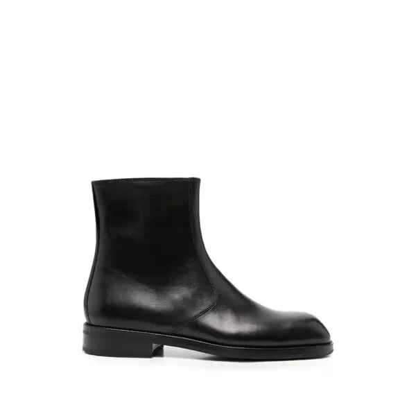 LEMAIRE Leather Zip-up Boots - Black