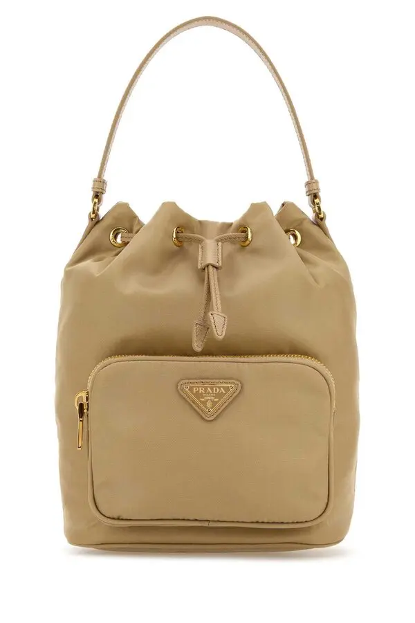Prada Beige Re-nylon Duet Bucket Bag