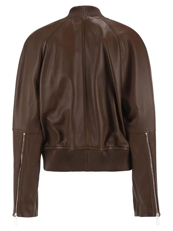 Sportmax Spxamour Lambskin Leather Bomber Jacket - Brown