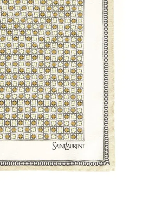 Saint Laurent Square Scarf - Cream