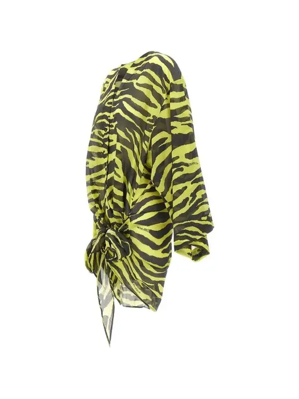 Attico Zebra Print Wrap Dress - Multicolor