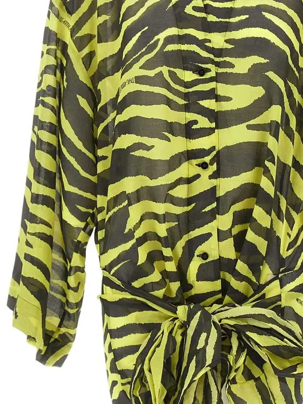 Attico Zebra Print Wrap Dress - Multicolor
