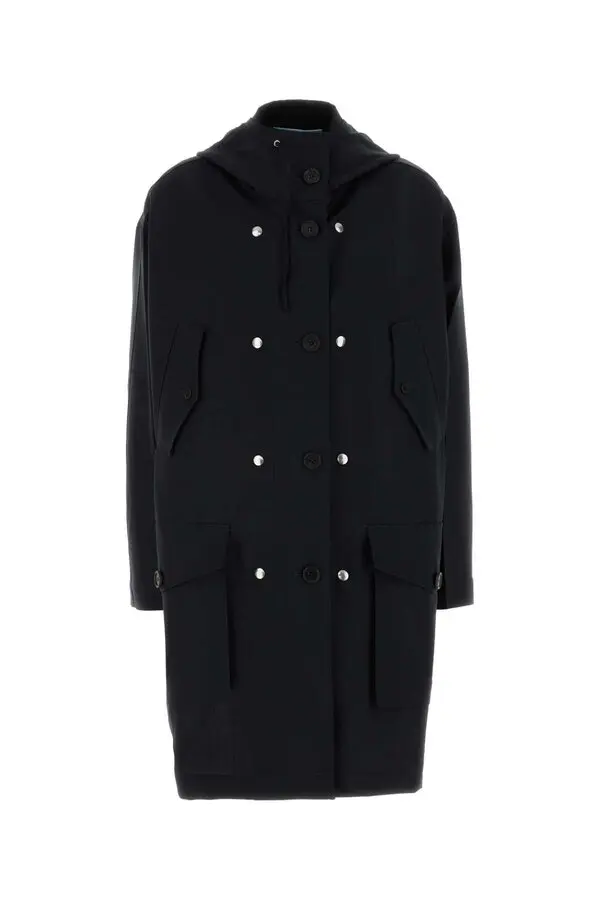 Prada Navy Mohair Blend Overcoat - Blue