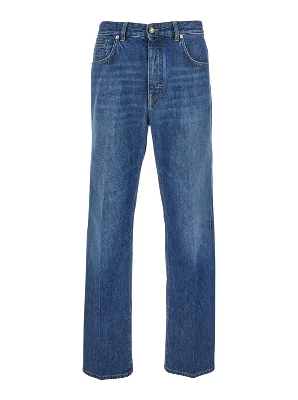 Givenchy Blue Five-pocket Jeans With Logo Patch On The Back In Denim