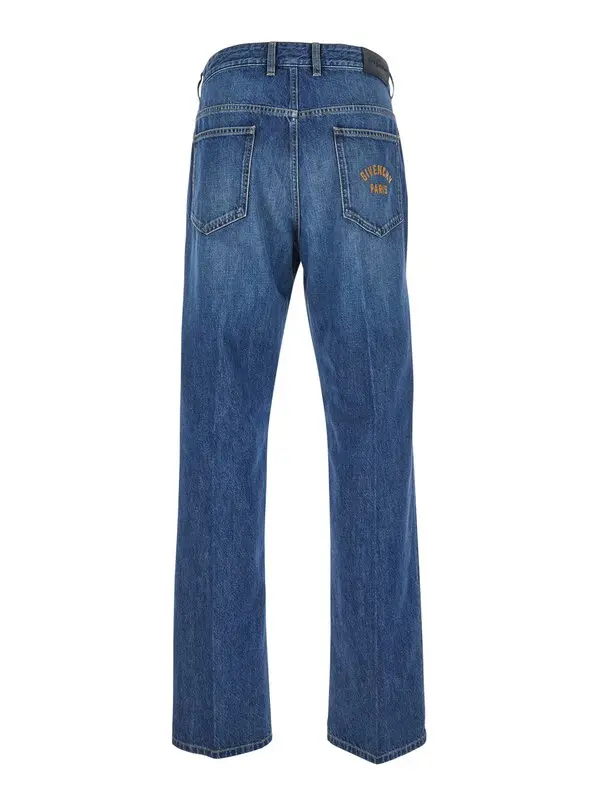 Givenchy Blue Five-pocket Jeans With Logo Patch On The Back In Denim
