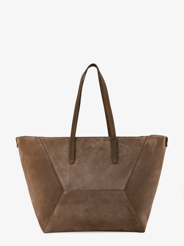 Brunello Cucinelli Bc Duo Suede Shoulder Bag With Engraved Logo - Multicolor