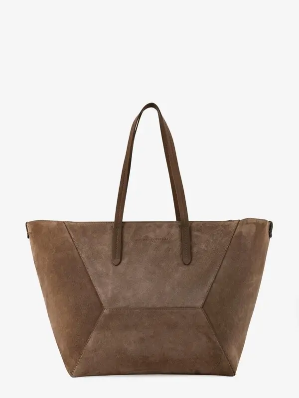 Brunello Cucinelli Bc Duo Suede Shoulder Bag With Engraved Logo - Multicolor