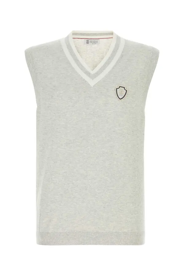 Brunello Cucinelli Light Grey Cotton Vest