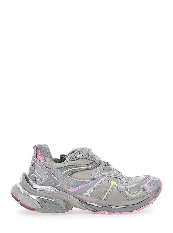 Balenciaga Runner 2' Beige Sneaker With Embossed Logo In Mesh And Nylon - Multicolor