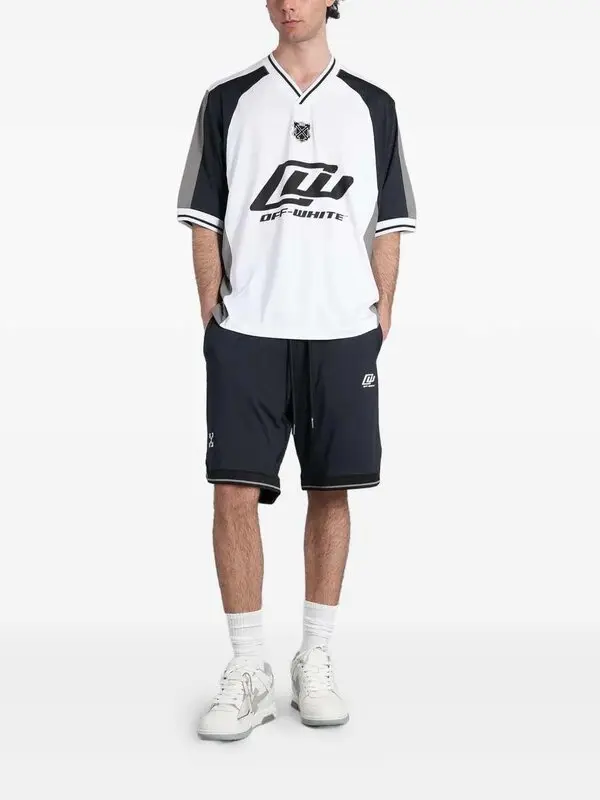 Off-White V-neck T-shirt With Logo Print