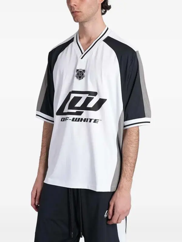 Off-White V-neck T-shirt With Logo Print