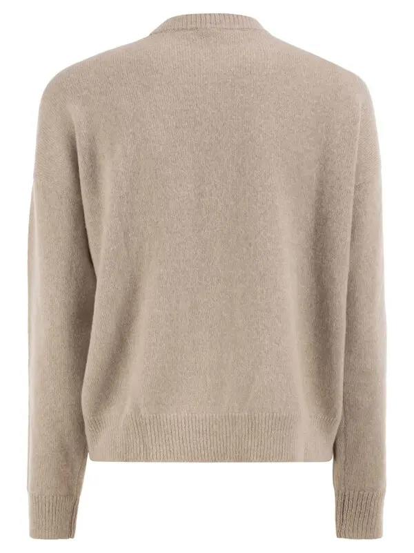 Peserico Crew-neck Jumper With Sequins In Alpaca Blend - Cream