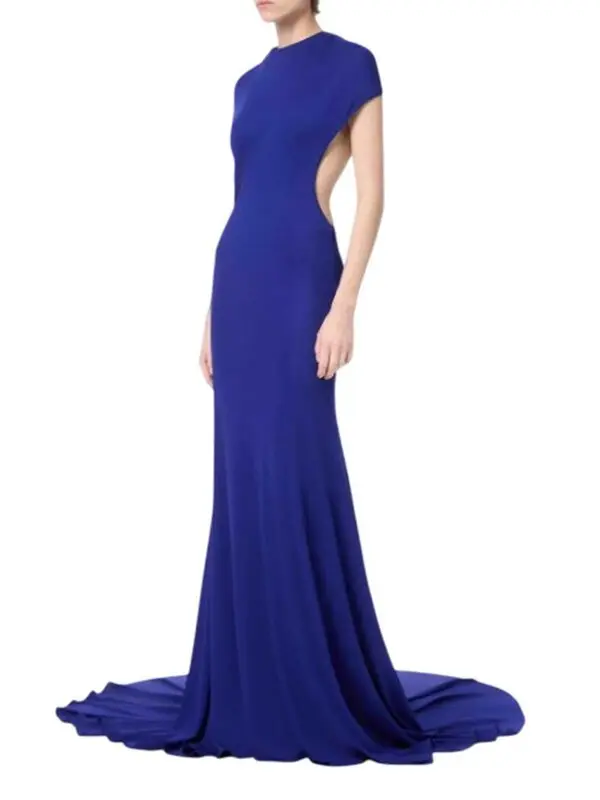 TOM FORD Backless Evening Dress With Cap Sleeves And Train