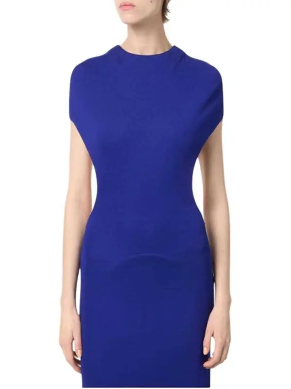 TOM FORD Backless Evening Dress With Cap Sleeves And Train - Blue