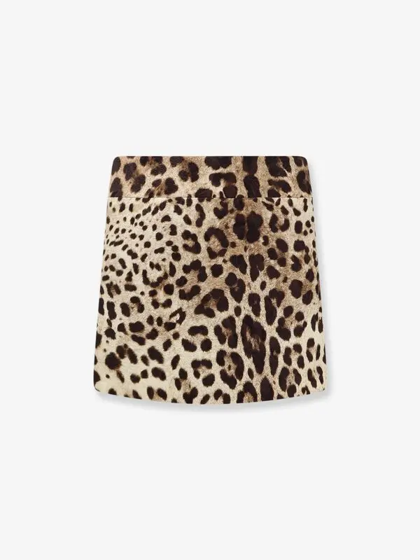 Dolce & Gabbana Cotton, Silk And Viscose Mini Skirt With Animal Motif - Multicolor