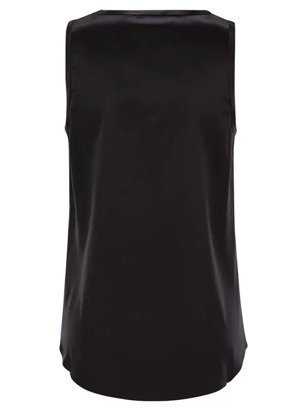 Brunello Cucinelli Stretch Silk Satin Top - Black