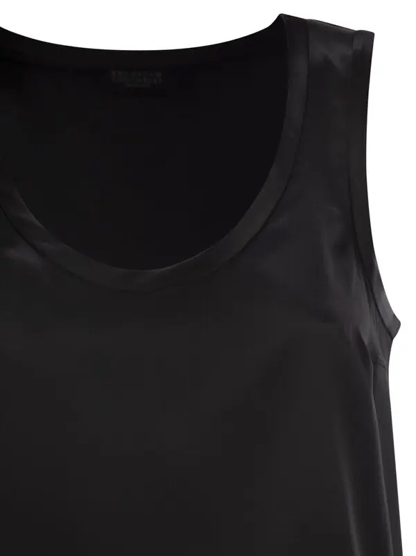 Brunello Cucinelli Stretch Silk Satin Top - Black