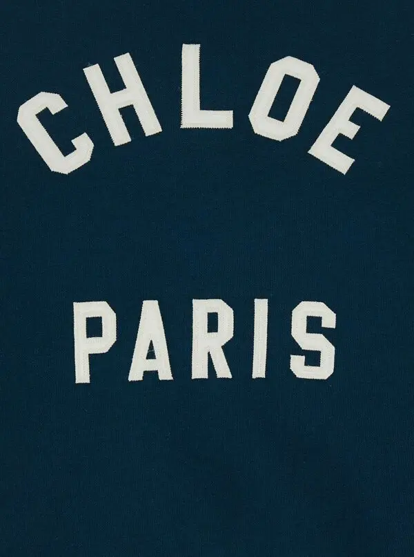 Chloé Crewneck Sweatshirt With Logo Lettering Print In Blue For - Multicolor