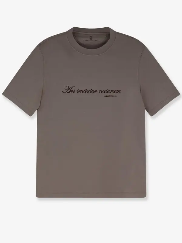 Brunello Cucinelli Cotton T-shirt With Front Embroidery - Multicolor