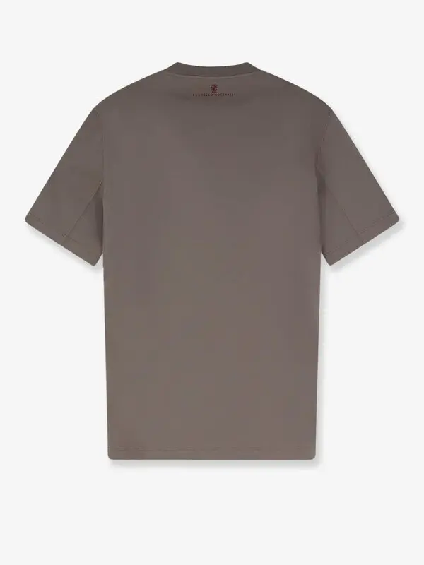 Brunello Cucinelli Cotton T-shirt With Front Embroidery - Multicolor